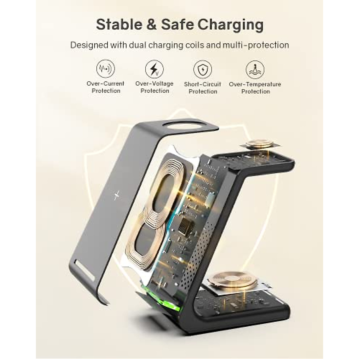 Wireless Charger Stand, CIYOYO 3 in 1 Fast Wireless Charging Station Dock for Apple Watch 8/7/6/SE/5/4/3/2, Airpods 3/2/Pro, iPhone 14/14 Plus/14 Pro Max/13/13 Pro/12/12 Pro/SE/X/XR/XS/8, Qi Phones
