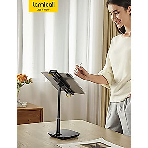 Lamicall Tablet Stand Holder, Gooseneck Tablet Mount - 2.5lb Heavy Duty Base Adjustable Desktop Stand with 360 Degree Rotating for 4.7-13" Tablet, iPad Pro 12.9 Air Mini, Fire, Kindle, Tabs, Black