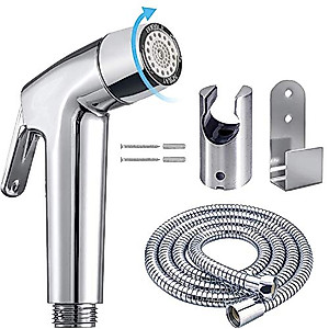 Handheld Bidet Sprayer Toilet Bathroom with Wall Bracket Hose Set, Closestool, Squatting Pan, Water Flower, Floor Cleaning Cloth Diaper for Bathroom Hygiene 3 Set (Note: linker not Included)