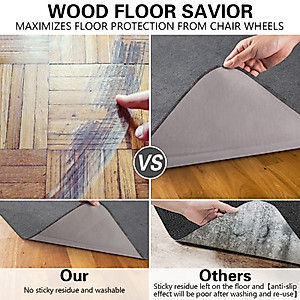 Office Chair Mat for Hardwood Floor & Tile Floor, 48" × 35" Computer Desk Chair Mat for Gaming, Low-Pile Desk Rug, Large Anti-Slip Floor Protector Mat for Rolling Chair, Washable Reusable - Stickers