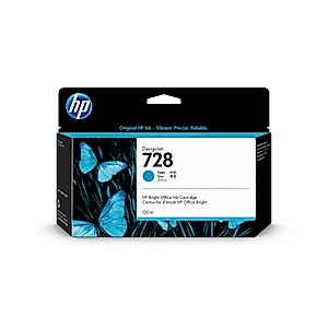 HP 728 Cyan 130-ml Genuine Ink Cartridge (F9J67A) for DesignJet T830 MFP & T730 Large Format Plotter Printers