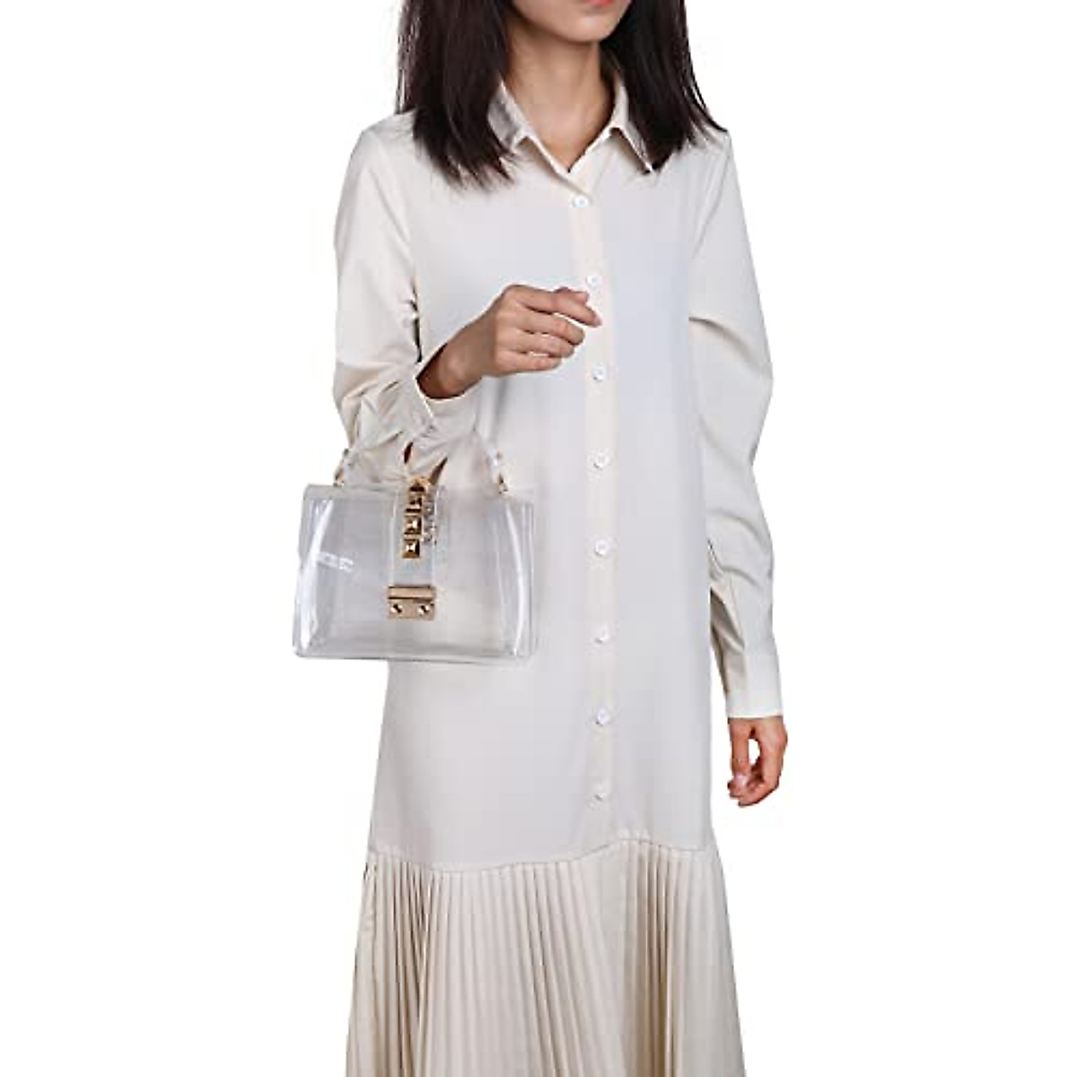 lola mae Clear Purse Crossbody Handbag For Women See Through Jelly Transparent Satchel Shoulder Bag for Concert Sport Event (LM6562)