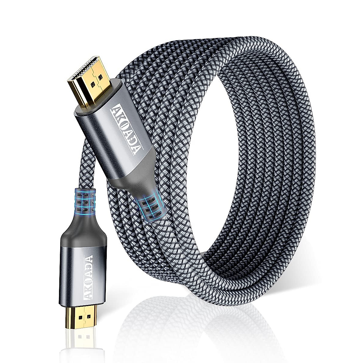 AkoaDa 4K HDMI Cable 15FT, 18Gbps High Speed HDMI 2.0 Braided Cable, 4K-60Hz HDR, Ultra HD, 2K, 1080P, ARC Compatible with TV, PC, PS5/4/3, Projector, Monitor ect.