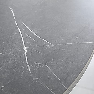 Deehansh 31.5 inch Round Dining Table Faux Marble Top Multifunctional Table Coffee Table Kitchen Bar Patio Modern Living Room Metal Base