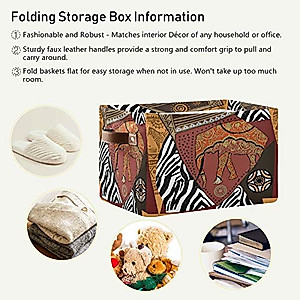 ALAZA Foldable Storage Bins, African Elephant EthnicStorage Boxes Closet Shelf Organizer for Bedroom Nursery Closet Toys Books