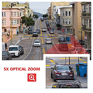 BOAVISION 5MP PTZ WiFi Camera, HD Outdoor Wireless IP Camera, Pan Tilt 5X Optical Zoom, Two Way Audio, 196ft Full Color Night Vision, Dome Security Camera CamHipro Protocol