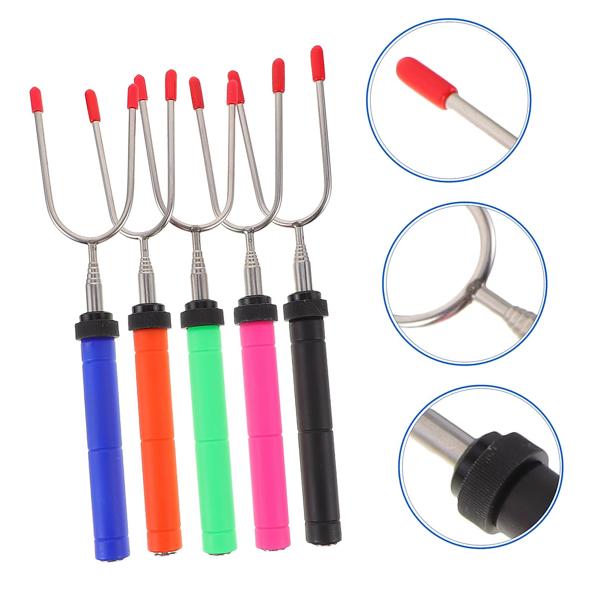 10 Pcs Telescopic Barbecue Fork Barbecue Forks Meat Skewers Barbecue Tool Outdoor Bbq Tool Home Roasting Fork Barbecue Supplies Grill Skewers Camping Accessories Cooking Metal Fork