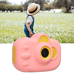 BOTEGRA Kids Camera, Portable Dual Front Rear Lens Smart Filter Sticker Children Digital Video Camera with Hand Strap Lanyard for Traveling(Pink)