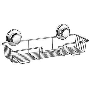 ARCCI Powerful Suction Cup Shower Caddy, Bath Shelf Storage Combo Organizer Basket for Bathroom & Kitchen, Rustproof Stainless Steel