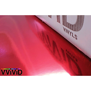 VViViD Red Mirror Chrome Cast Vinyl Wrap for Car, Boat, Bike 1 Foot x 5 Feet Self Adhesive Film Decal Air Release Bubble and Air-Free 3MIL-VViViD8