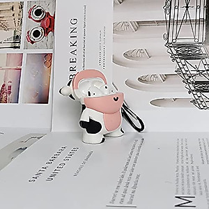 Compatible for Airpod Case 1/2 Cow, Cartoon 3D Silicone Protective Skin Cover for Airpod Case Cute Cow, Boys Girls Kids Teens Women Cute Kawaii Fashion Funny Cases for Airpods 1&2 (Cow)