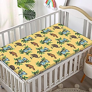 Eucalyptus Themed Fitted Mini Crib Sheets,Portable Mini Crib Sheets Soft & Stretchy Fitted Crib Sheet - Crib Mattress Sheet or Toddler Bed Sheet,24“ x38“,Multicolor