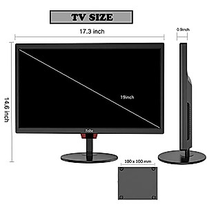 Feihe 19 Inch TV, LED Widescreen TV with Digital ATSC Tuners HDMI/VGA/AV/USB, 19 Inch Flat Screen TV with Built in Dual Speakers for Kitchen and RV Camper