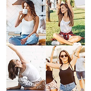 Air Curvey 4 Piece Women's Camisole Tops Basic Undershirts Camisoles Adjustable Spaghetti Strap Tank Top Black Gray White Pink M