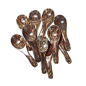 Lot of 10 Pcs. X 3.0" Palm Wood Small Spoons Sugar Seasoning Salt Spoons
