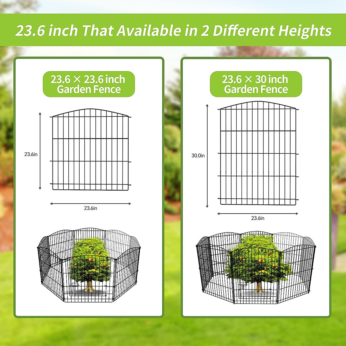 INJOPEXI Decorative Garden Fence 6 Panels 11.8ft (L)×30in (H) Garden Fence No Dig Animal Barrier Fencing with 5 Panels + 1 Gate Rustproof Metal Wire Temporary Dog Fence Border for Patio Outdoor Yard
