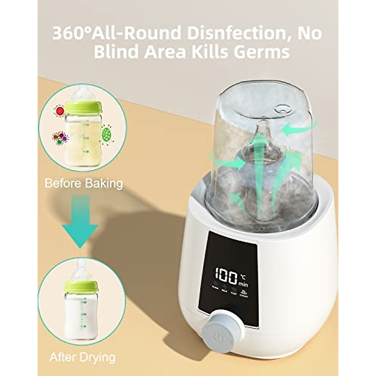 Tizwis Baby Bottle Warmer for Breastmilk or Formula, Fast Baby Milk Warmer with Timer, Smart Temperature Control, Multifunctional Bottle Warmers with Defrost, Thaw, Keep, Heat Baby Food Jars Function