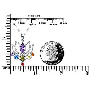 TANGPOET 7 Chakra Necklace for Women 925 Sterling Silver Lotus Flower Pendant Necklaces Spiritual Protection Healing Gemstones Jewelry Birthday Christmas Reiki Meditation Gifts for Her Mom Wife