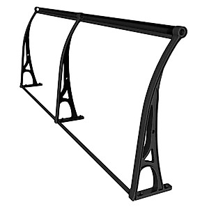 Window Awning Brown with Aluminum Black Bracket Door Canopy Cover Outdoor Front Door Patio Canopy UV Rain Snow Sunlight Protection Solid Sheet(Black 40*80inch)