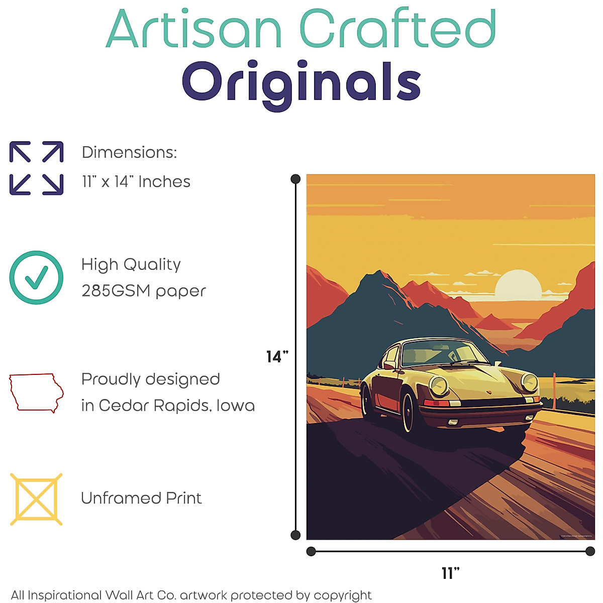 Inspirational Wall Art Co. - Innovation | 2023 Porsche 911 - Car Posters for Boys Room - Car Wall Decor - Car Room Decor - Car Posters for Men | 11x14 Inches Unframed