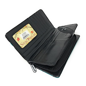 Shag Wear Music Note Large Wallet for Women and Teen Girls Vegan Faux Leather 7" Teal