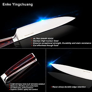 Chef'S Knife, 6-Piece Multifunctional Kitchen Knife Set 4-8 Inch German Hc High Carbon Steel Chef'S Knife, Professional Cooking Chef'S Knife Sharp And Practical Fruit Knife With Gift Box