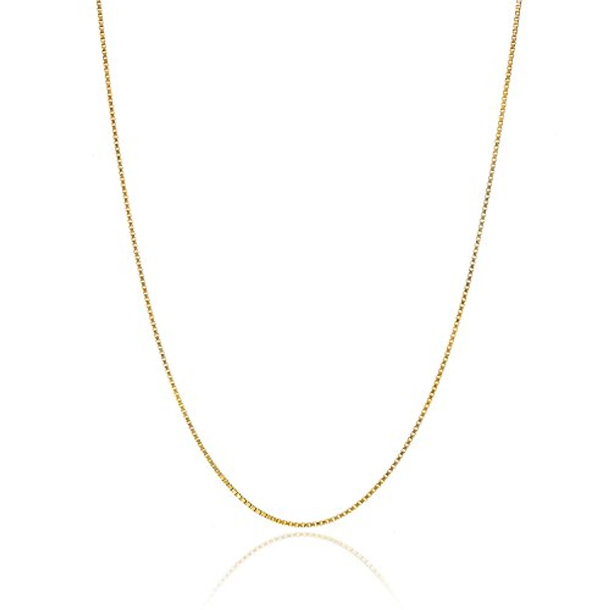Bling For Your Buck Womens 18K Yellow Gold Plated Sliver 0.8mm Thin Italian Box Chain Necklace, 20"