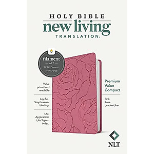NLT Premium Value Compact Bible, Filament-Enabled Edition (LeatherLike, Pink Rose)