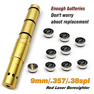 BOOLIT EYE 9MM/.38SPL/.357MAG/.380ACP Special Laser Boresighter End Barrel Laser Bore Sight Accurately and Easy to Fit Revolvers Pistols Rifle and Air Guns (9MM/.38SPL/.357MAG)