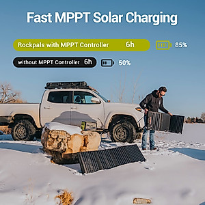 ROCKPALS Portable Power Station Freeman 600, 3 x AC Outlets, 614.4Wh Solar Generator and RP082 100W Foldable Solar Panel with Kickstand, Parallel Solar Panel Kit for Outdoor Camping, RV, Adventure