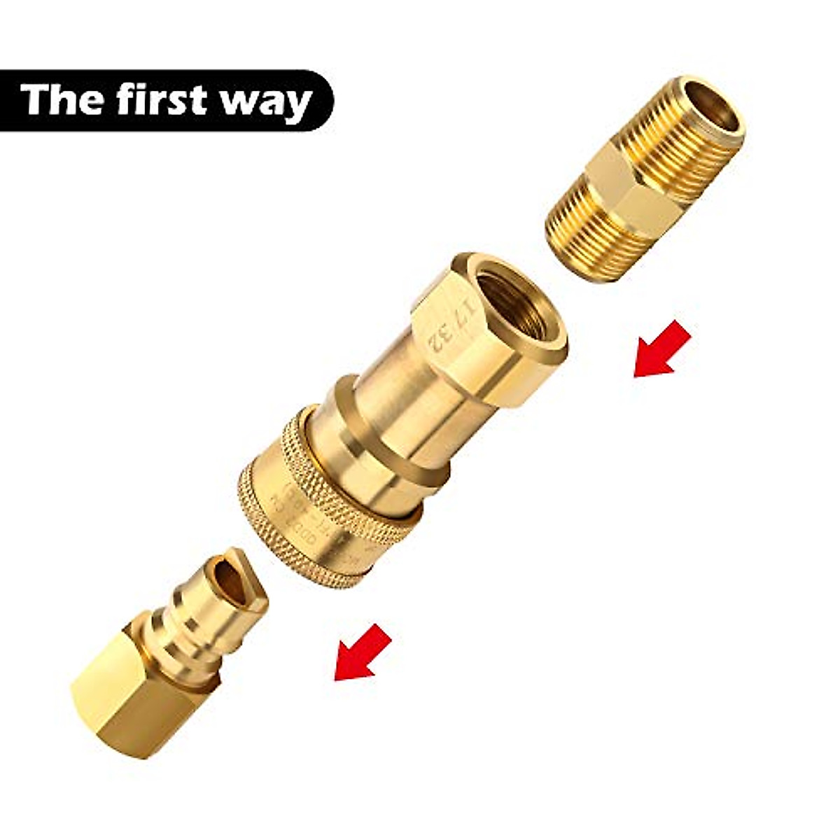 WADEO 3/8 Inch Natural Gas Quick Connect Fittings, LP Gas Propane Hose Quick Disconnect Kit, 3/8'' Male NPT Thread x 3/8'' Female NPT Thread