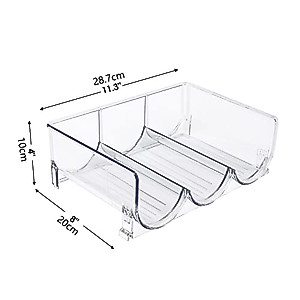 tinysiry Water Bottle Organizer,Stackable Plastic Anti-Slip 3 Bottle Wine and Drink Storage Holder for Kitchen Countertop Office Cabinet Pantry Fridge Clear