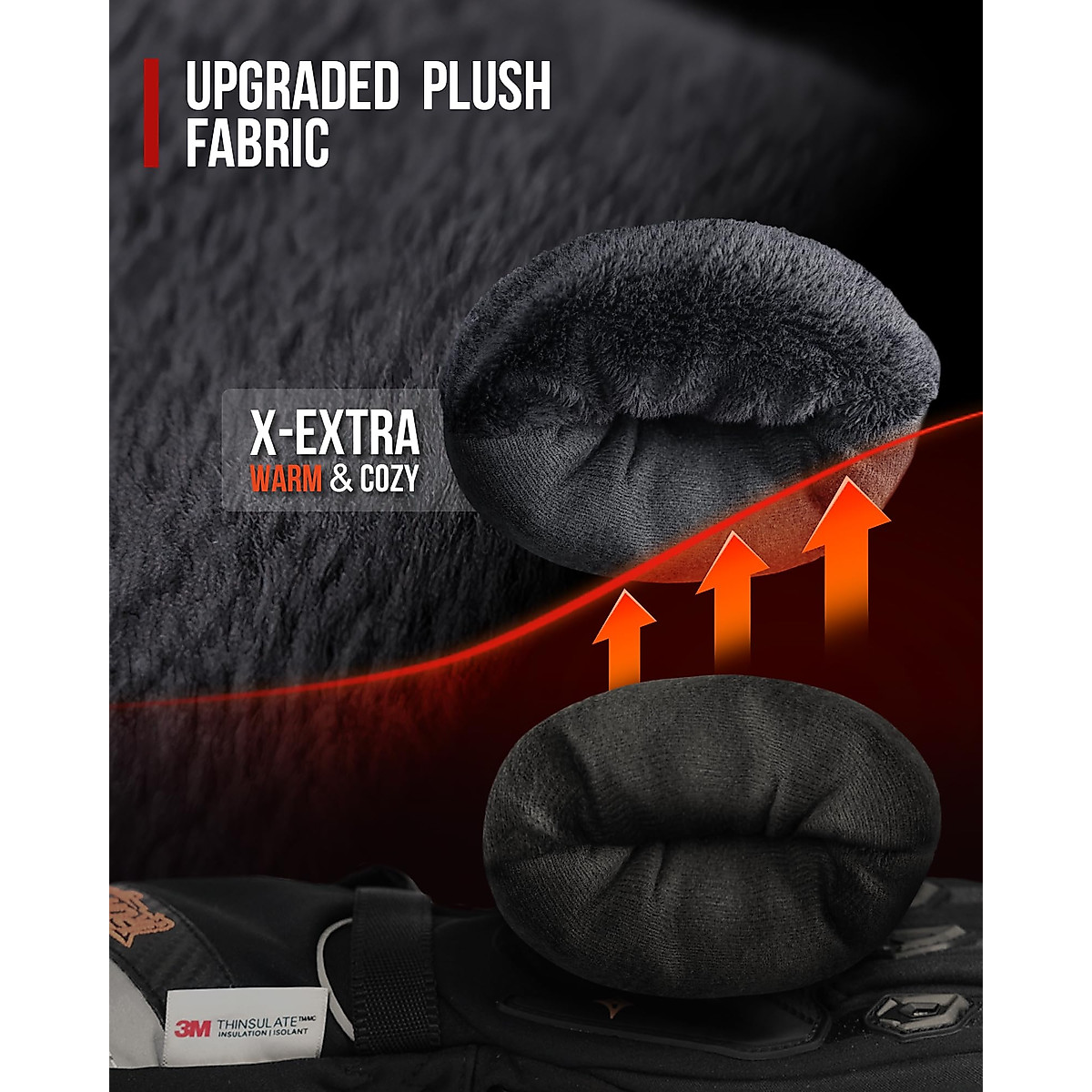 Winter Motorcycle Gloves Waterproof Windproof Warmth-Preserving Protective Gloves for Men and Women’s Cold Weather Riding (Black-regular, L)