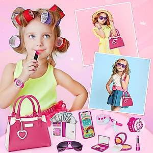 Officygnet Play Purse for Little Girls, Princess Pretend Play Girls Toys for 3 4 5 6 7 8 Year Old, Toddler Purse with Accessories, Kids Toy Purse Birthday for Girls Ages 3-5 4-5 6-8