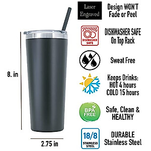 AVITO Personalized Dog Mom Tumbler - 22 oz Tumbler with Lid and Straw - Laser engraved - Stainless Steel - Vacuum Insulated - Cat Mom Gifts for Women - Fur Mama Gifts - Pet Owner Gift