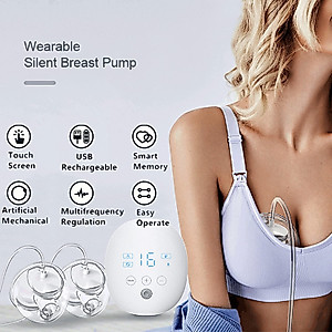 Huayuet Wearable Breast Pump Hands Free Double Portable Breast Pumps 3 Mode 16 Levels Suction Breastfeeding Milk Collector Electric Breastpump|BPA Free| Gift for Women