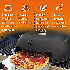 Geras Pizza Oven Outdoor for Grill - Grill Top Pizza Oven For Outside - Pizza Stone, Pizza Peel Kit - Small Portable Home Backyard BBQ Pizzas Maker Charcoal Grill, Pellet, Propane Gas and Wood Fire