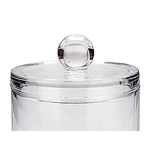 Brookstone BKH1482 2 Pack Qtip Holder, Cotton Swab Storage Dispenser, Jars with Lids, Minimalistic Bathroom Organizer, Acrylic 2