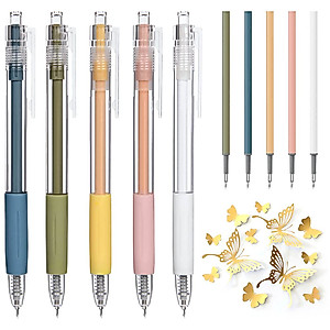 AUAUY Knife Pen Craft Cutting Tools, 5PCS Cartoon Pattern Student Utility Knife Pen with 5PCS Cutter Head Refills, Retractable Carving Pen Knife, Precision Paper Cutter Pen for DIY Project & Art Hobby