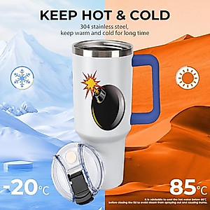 Bomb Exploded 40oz Water Bottle Double Wall Insulated Tumbler with Handle Leakproof Travel Mug Deep Blue-style