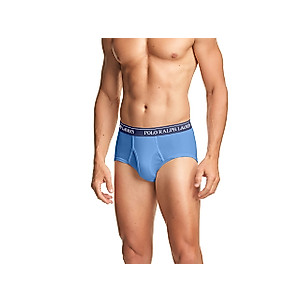 POLO RALPH LAUREN Men's Classic Fit Cotton Briefs 3-Pack, Aerial Blue/Rugby Royal, Rugby Royal/Aerial Blue, Cruise Navy/Red, X-Large