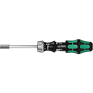 Wera 05073661002 Kraftform Kompakt 27 RA Slotted Ratcheting Screwdriver, 1/4" Head, MULTI