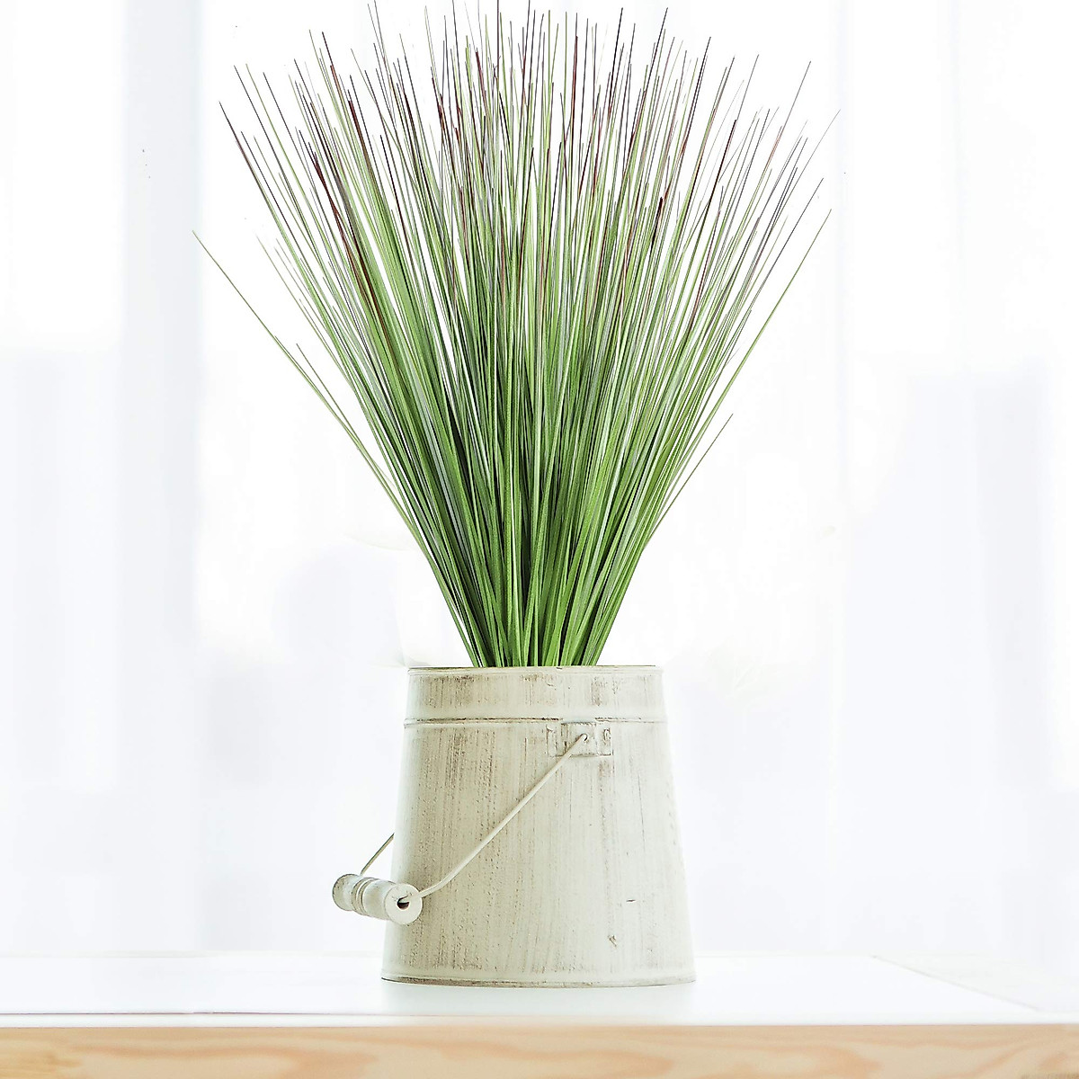 Ivalue 18" Artificial Plants Onion Grass Greenery Wheat Grass Stems Faux Shrub PVC Green Grass Plants Outdoor Indoor Home Garden Planter Decor Pack of 4 (Green, 4)