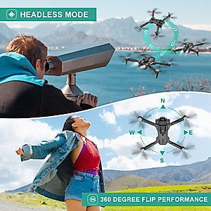 ROTAZA Drones With Camera,4K FPV Mini Drone Toy - Foldable, Carrying Case, Adjustable Lens, Brushless Motor, Headless Mode, Obstacle AvoidanceOne Key Take Off/Land, for Kids, Adults, Beginners