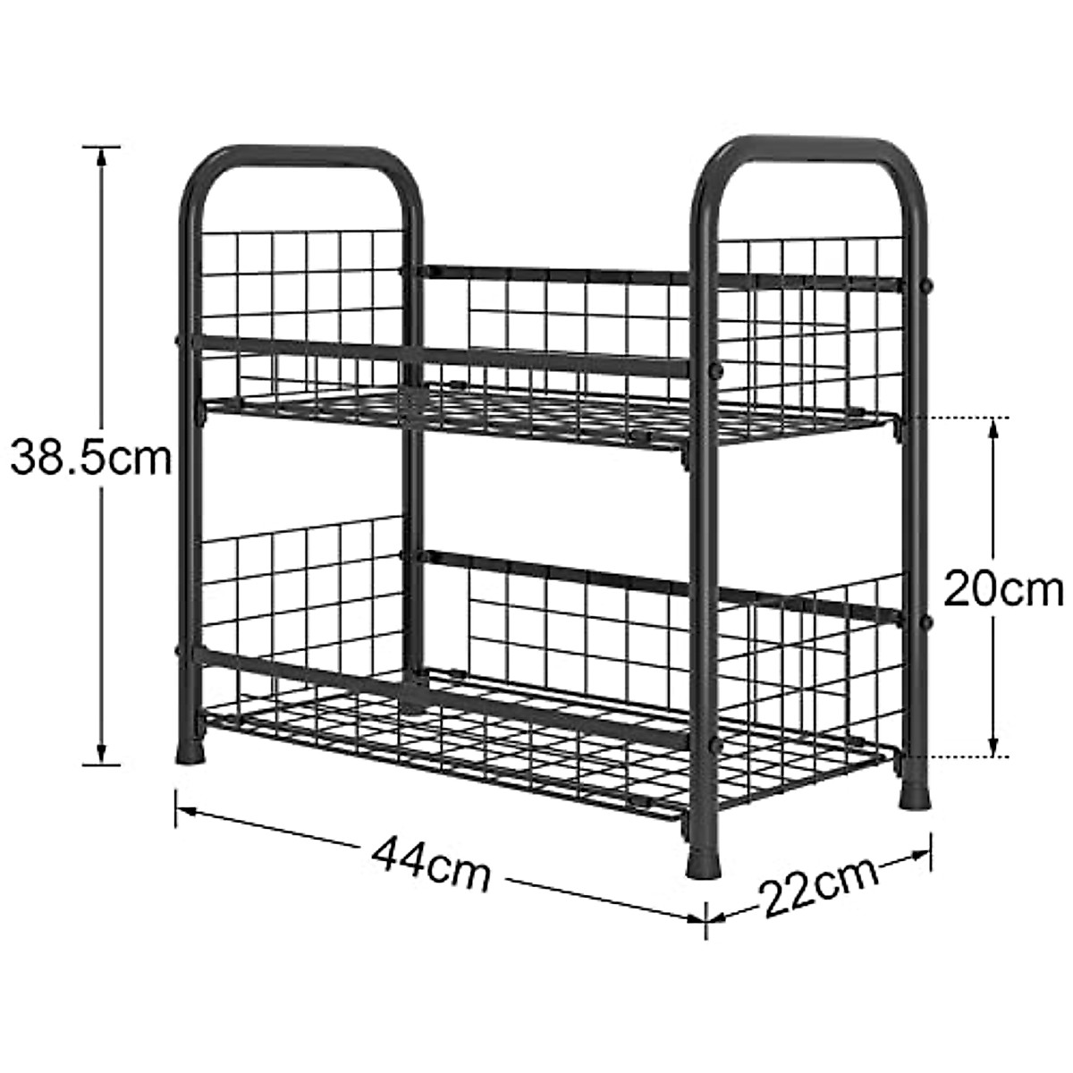 Multi-Purpose Under Sink Organizer, Bathroom Trays, Holders&Shelves Unit with Adjustable Feet, Metal Steel Storage Tower Organizer Rack Basket Cart for Bathroom, Living Room, Balcony, Kitchen