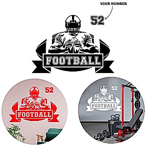 Football Personalized Custom Number Football Player Wall Vinyl Decal Sticker - Graphic Play Decor Kids Bedroom Team Touchdown - Sport B - / Man-Caves, Playroom kids bedroom (Designs Fooball 7)