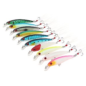 OriGlam 10pcs 3D Artificial Minnow Fishing Lures Baits, Fishing Tackle CrankBait Bass, Hard Bait Swimbait Fishing Lure