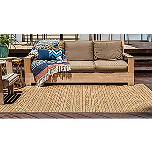 Unique Loom Modern Collection Distressed, Stripes, Helix, Vintage, Indoor and Outdoor Area Rug, 2 ft 2 in x 3 ft, Light Brown/Beige