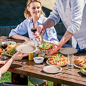 Gezond 100% Compostable Paper Plates 7 Inch, 150pcs Disposable Heavy-Duty Plates Unbleached Biodegradable Plate Made of Sugarcane Fiber