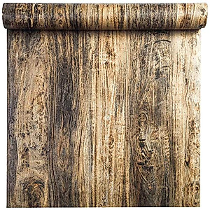 15.7x98 Inches Self Adhesive Vinyl Retro Dark Wood Grain Wall Paper Shelf Liner for Kitchen Cabinets Shelves Table Desk Countertop Walls Furniture Crafts Removable Waterproof
